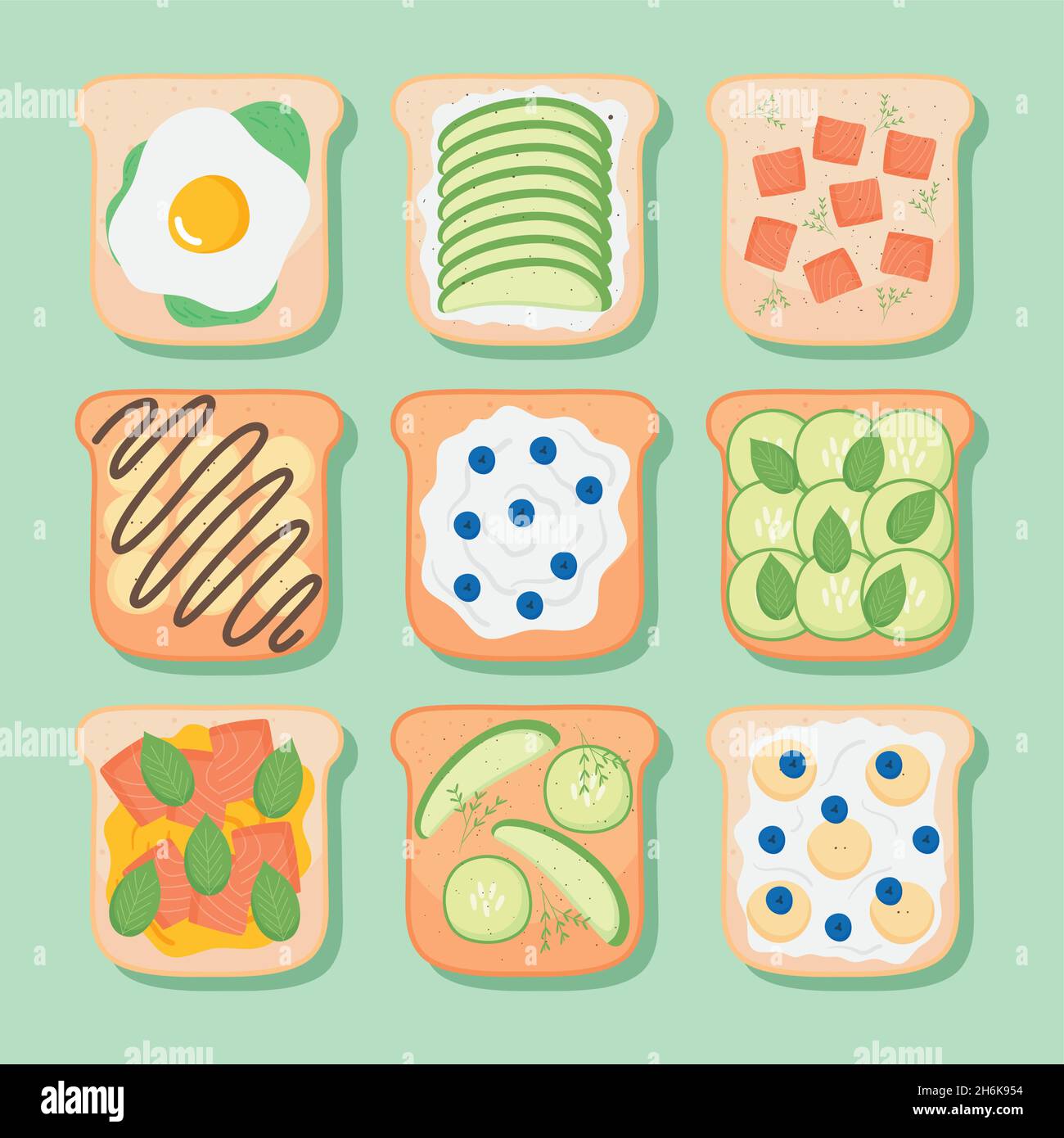 breakfast toasts icon set design Stock Vector Image & Art - Alamy