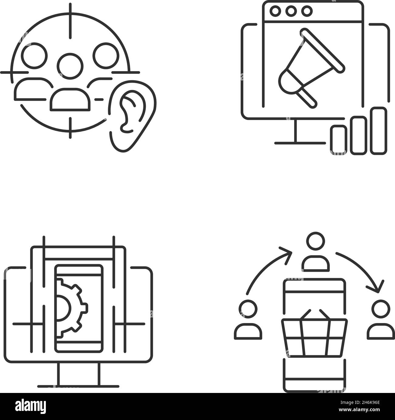 Gaining digital proficiency linear icons set Stock Vector Image & Art ...