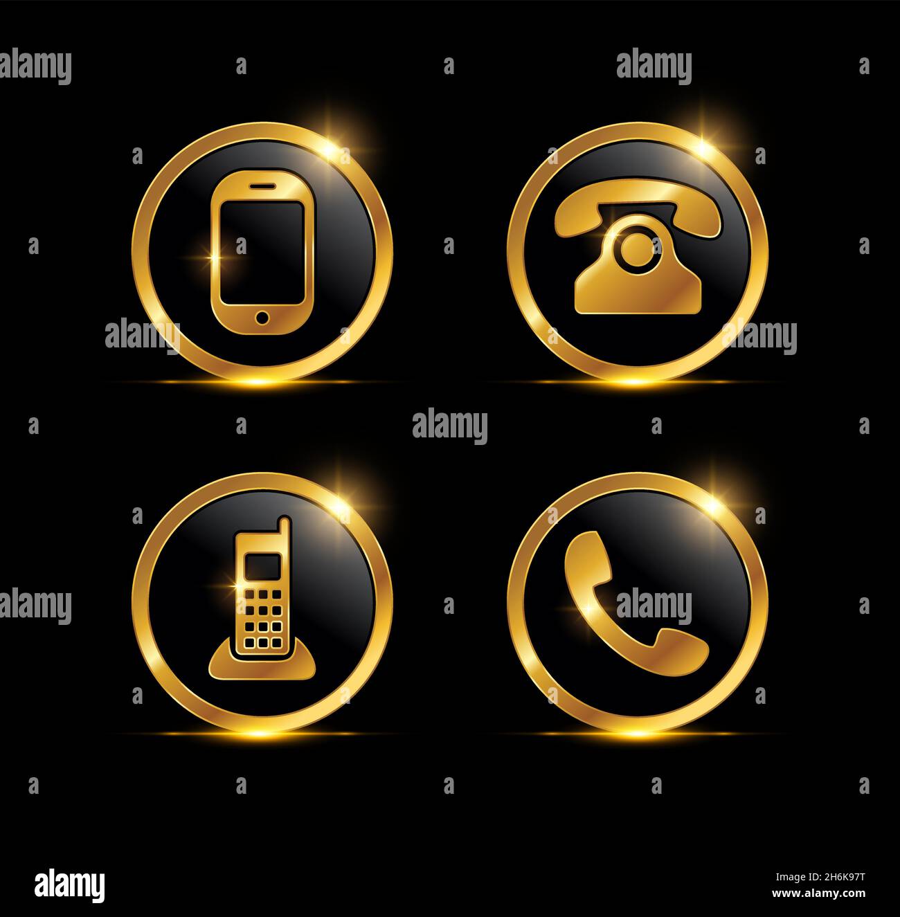 A vector Illustration set of Golden Phone Call Icon Vector Sign Stock ...