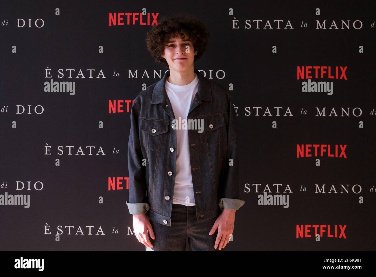 Filippo Scotti during the photocall of Paolo Sorrentino's film with the ...