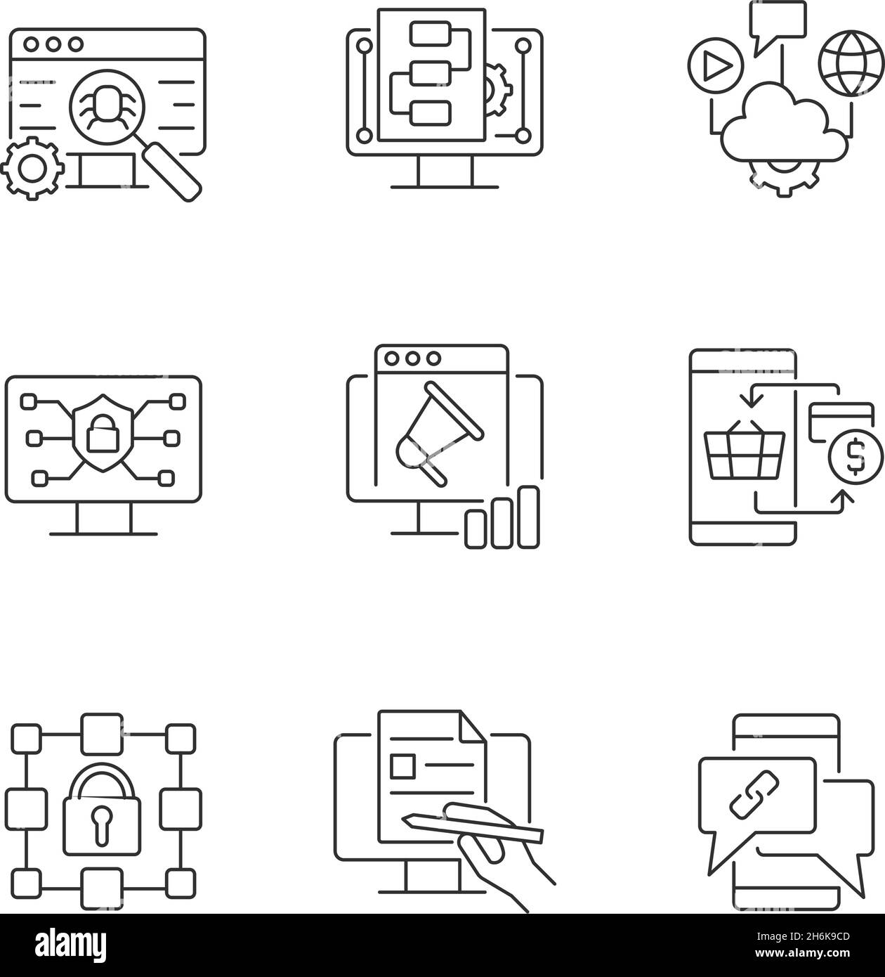 Digital proficiency linear icons set Stock Vector Image & Art - Alamy