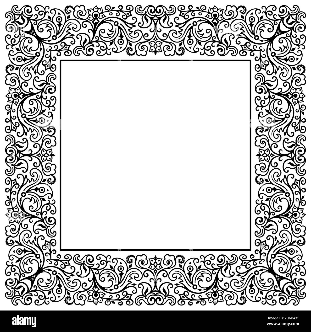 Floral hand drawn vector vintage border. Engraved nature elements and ...