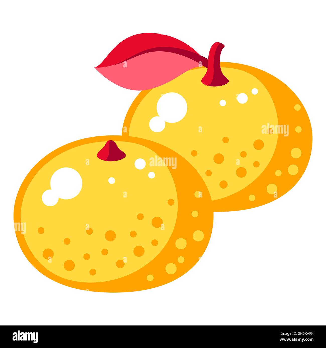 Illustration of Chinese two tangerines. Asian tradition New Year symbol ...