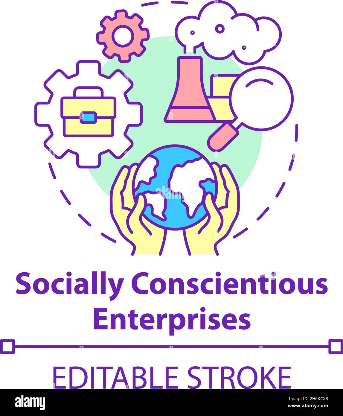 Socially conscientious enterprises concept icon Stock Vector Image ...