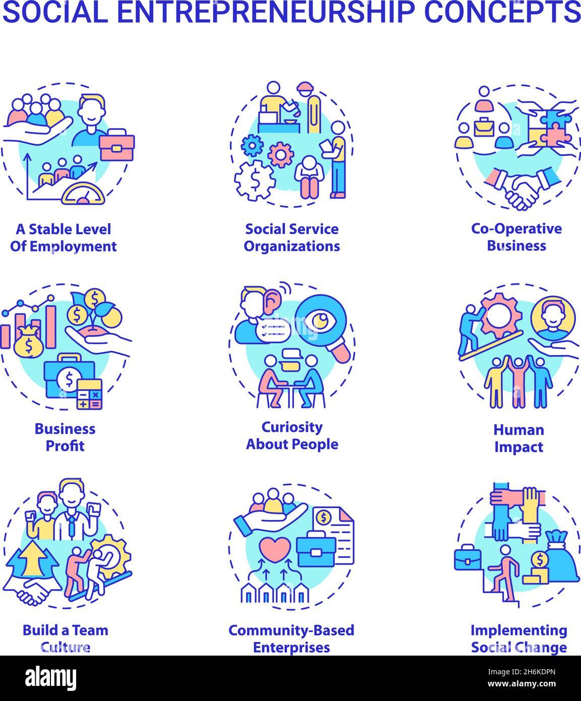 Social entrepreneurship concept icons set Stock Vector Image & Art - Alamy