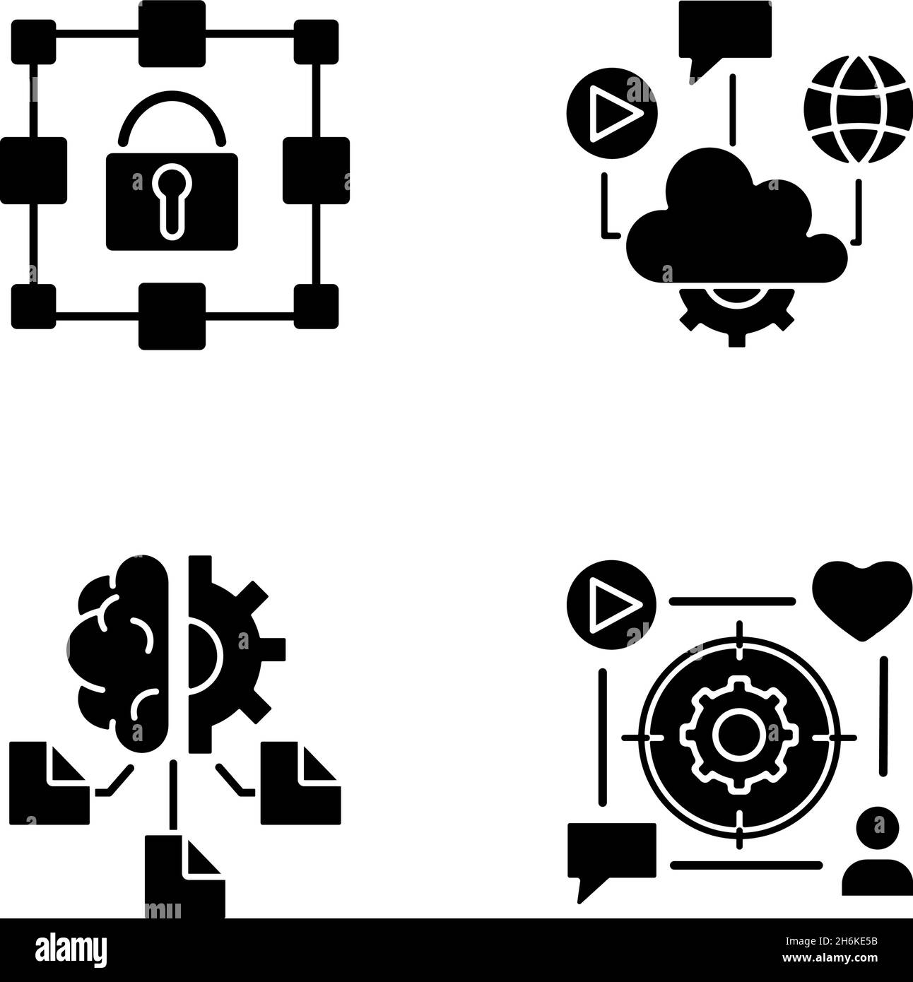 Digital inclusion black glyph icons set on white space Stock Vector ...