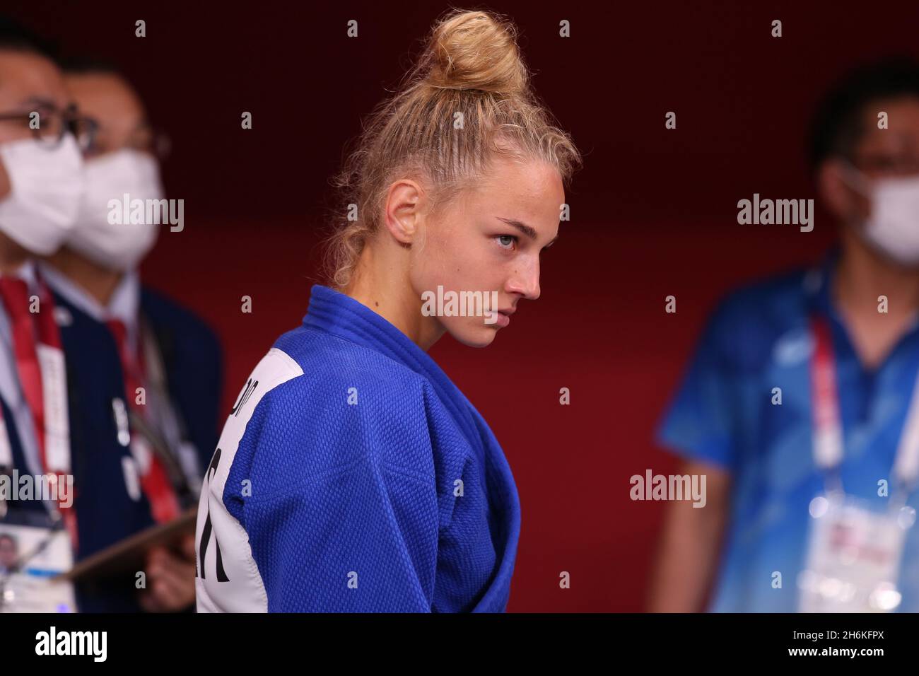 JULY 24th, 2021 - TOKYO, JAPAN: Daria BILODID of Ukraine (blue) ahead ...