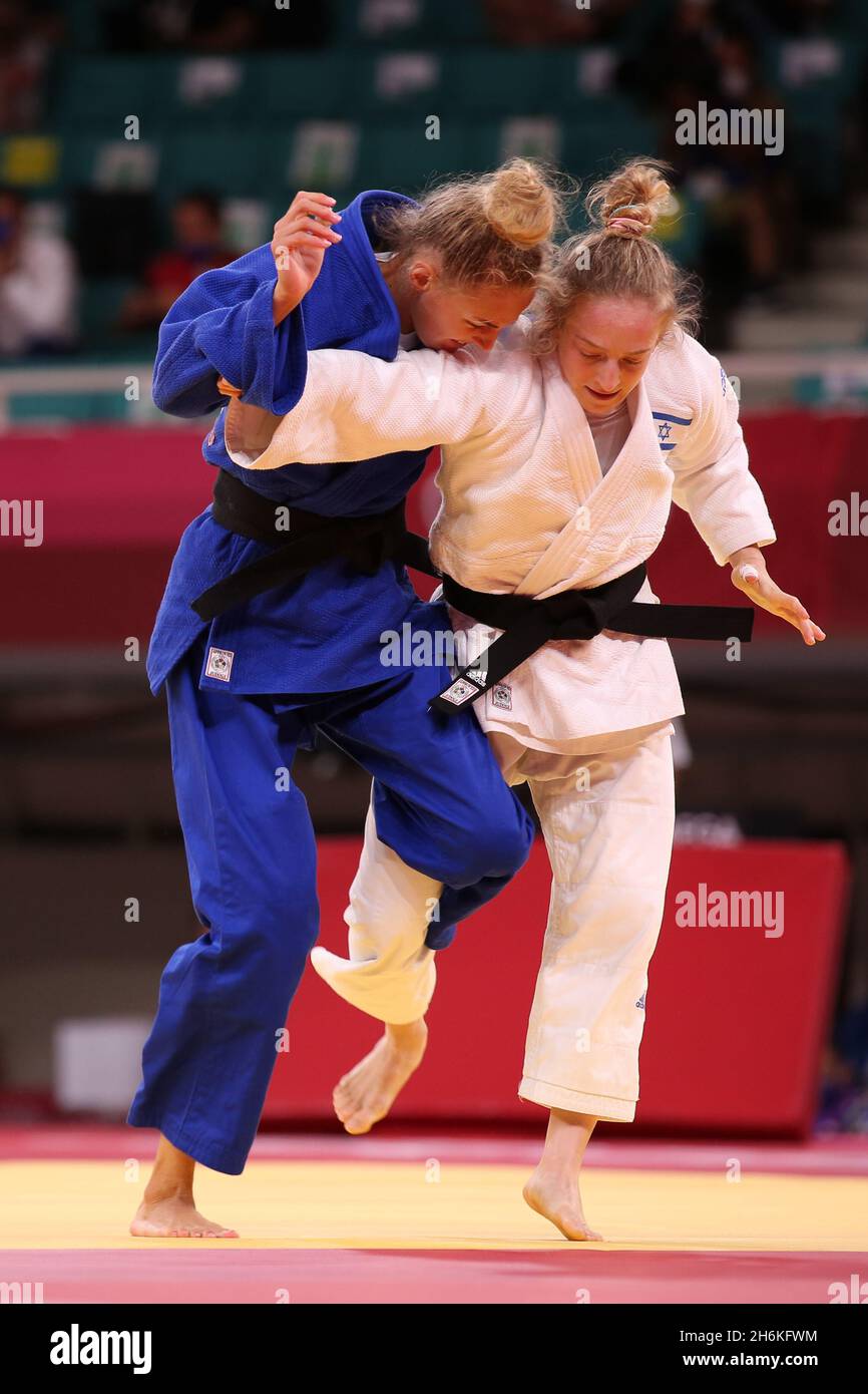 JULY 24th, 2021 - TOKYO, JAPAN: Daria BILODID of Ukraine (blue) wins ...