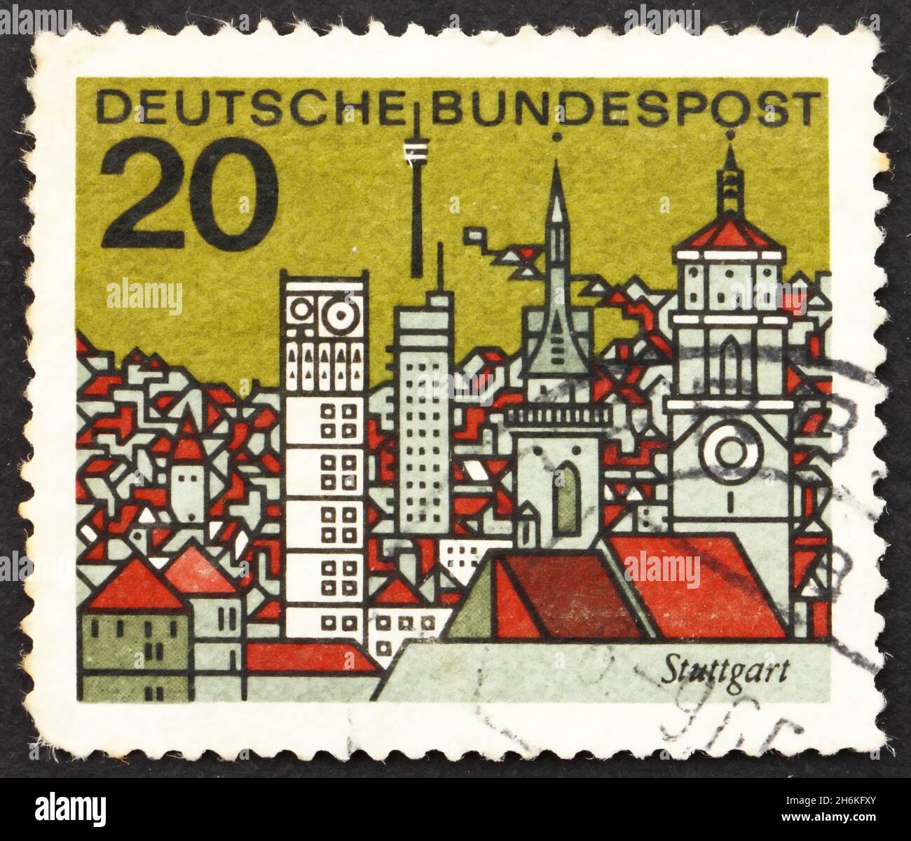 GERMANY - CIRCA 1965: a stamp printed in the Germany shows View of ...