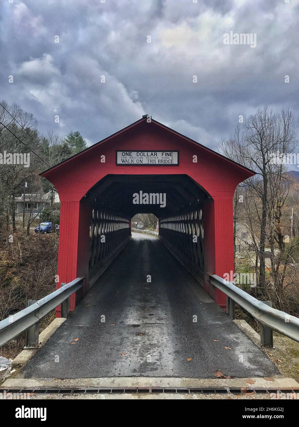 Chiselville Covered Bridge under the cloudy rainy sky Stock Photo - Alamy