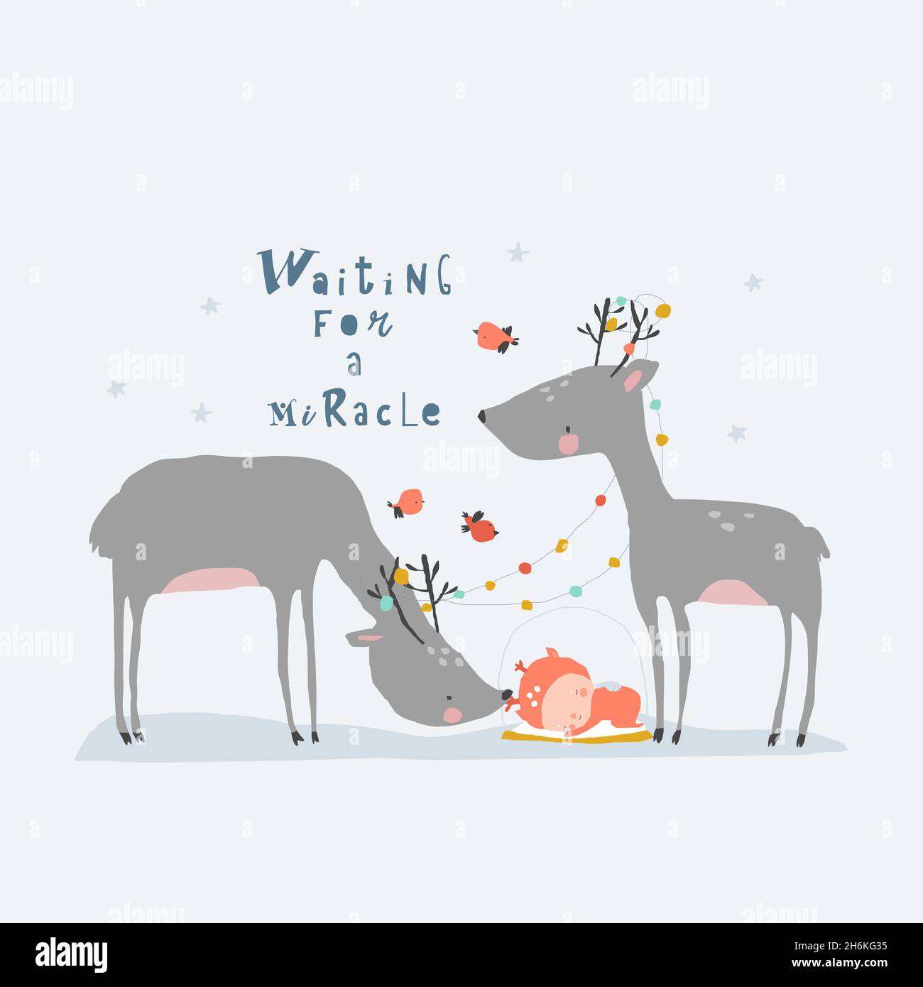 Cute christmas reindeers cartoon hi-res stock photography and images ...