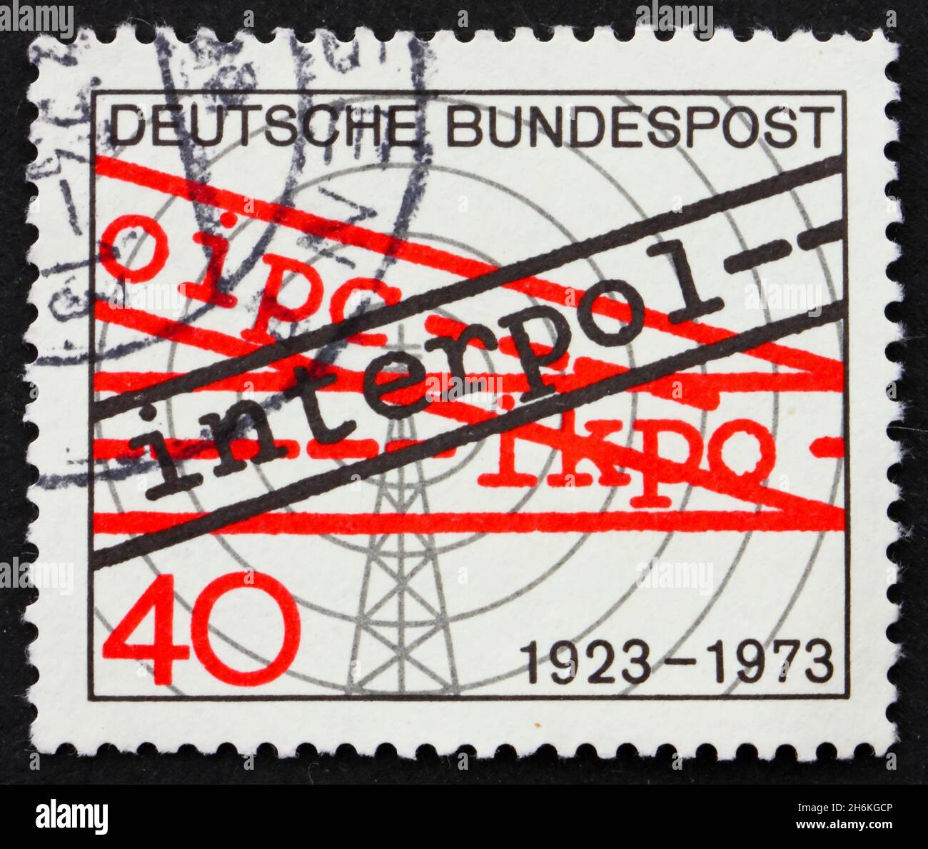 GERMANY - CIRCA 1973: a stamp printed in the Germany shows Radio Tower ...