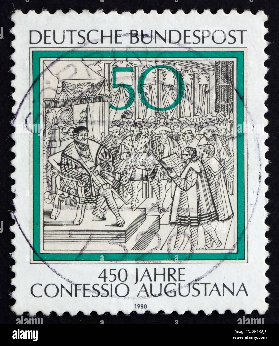 GERMANY - CIRCA 1980: a stamp printed in the Germany shows Reading of ...
