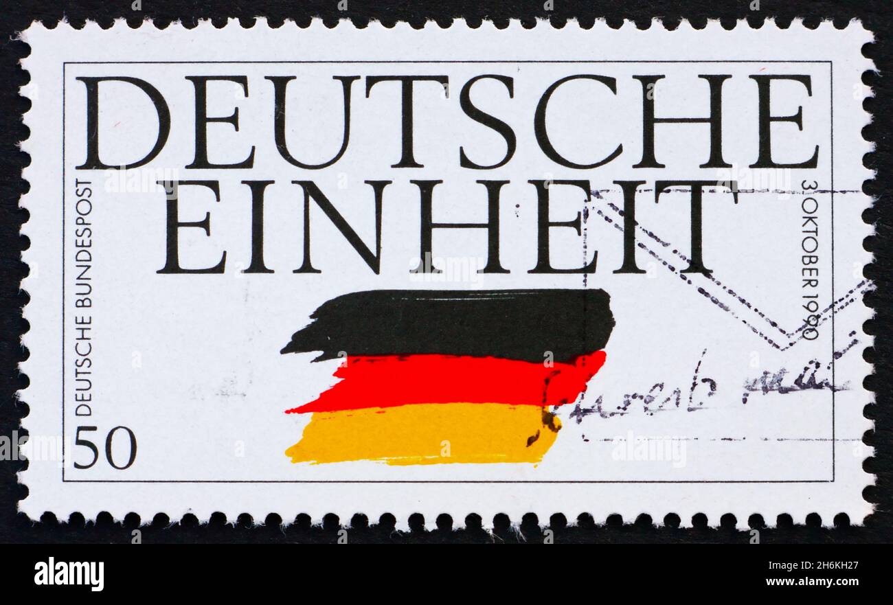 GERMANY - CIRCA 1995: a stamp printed in the Germany shows German Flag ...