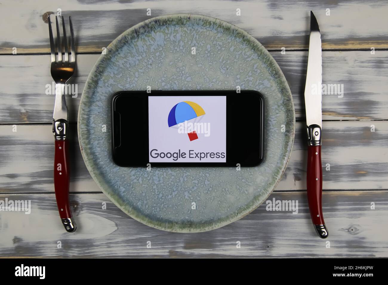 Viersen, Germany - June 9. 2021: Closeup of mobile phone screen with ...