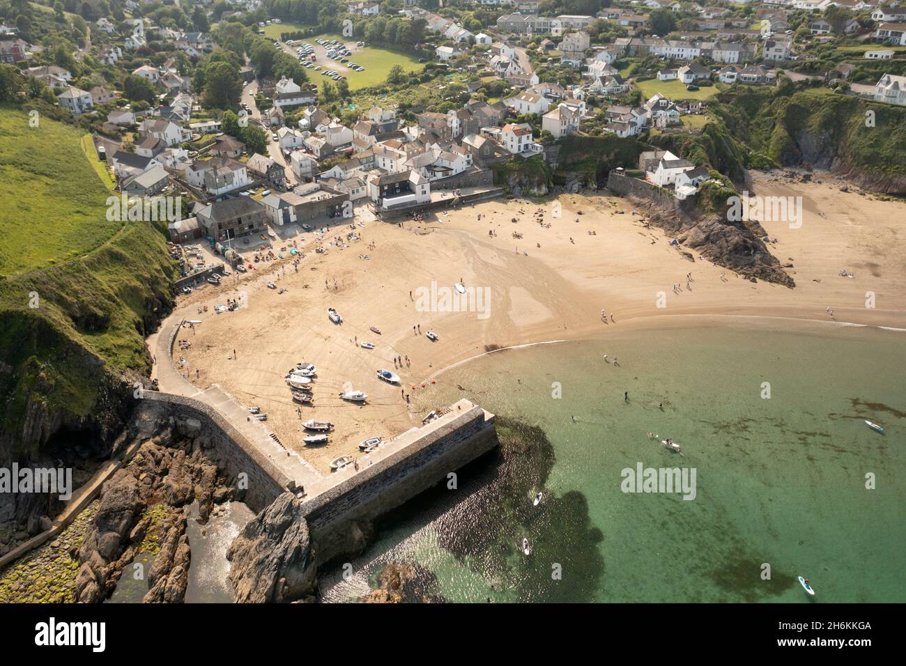 Gorran Haven village, Cornwall from the air Stock Photo - Alamy
