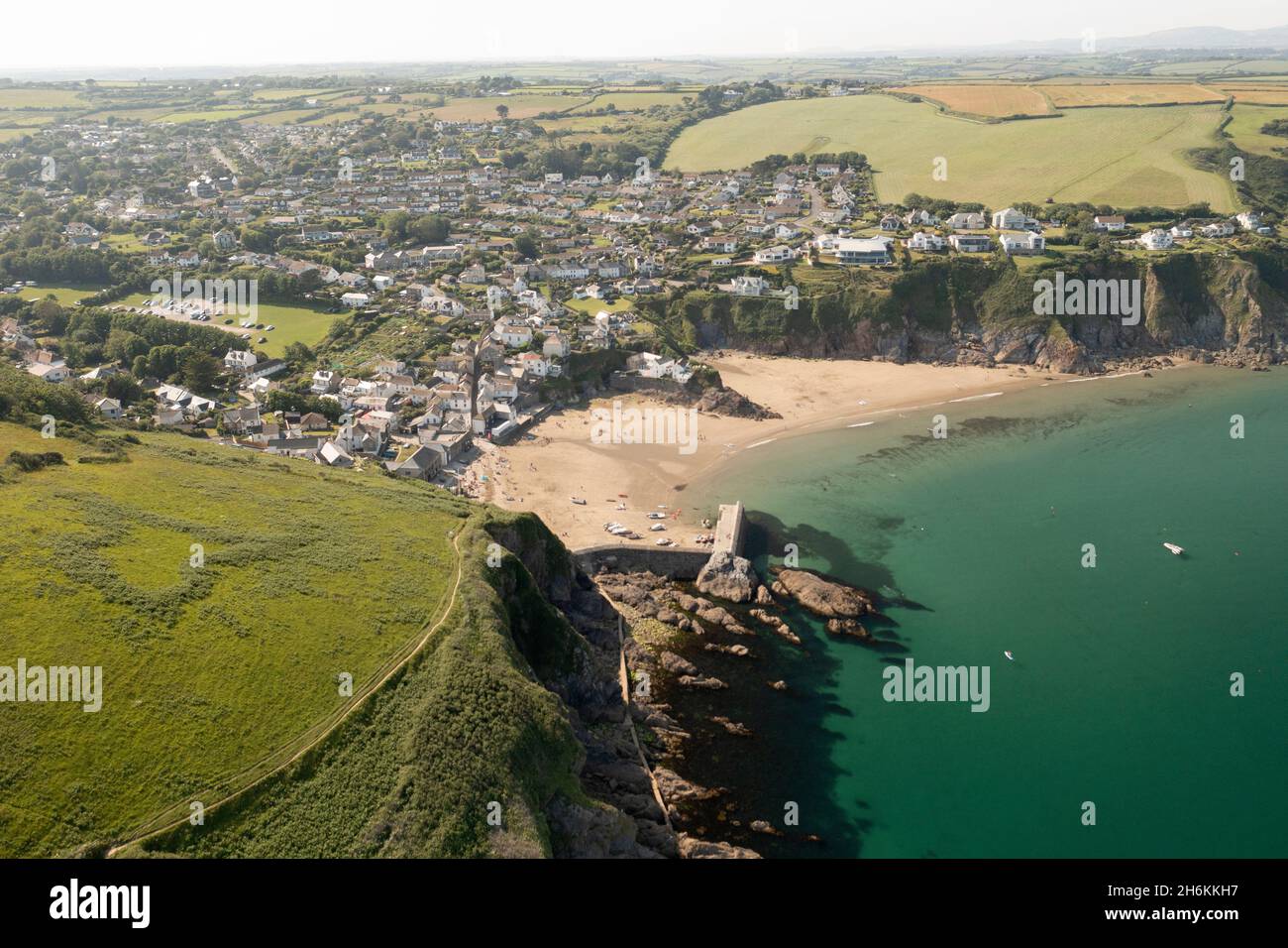 Gorran Haven village, Cornwall from the air Stock Photo - Alamy