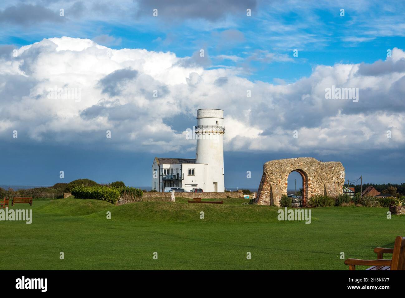 Hunstanton chapel and old white lighthouse Hunstanton North Norfolk ...