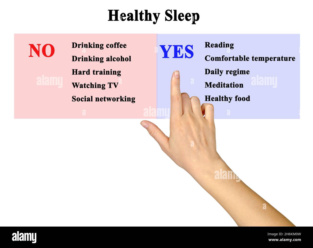 No and Yes of Healthy Sleep Stock Photo - Alamy