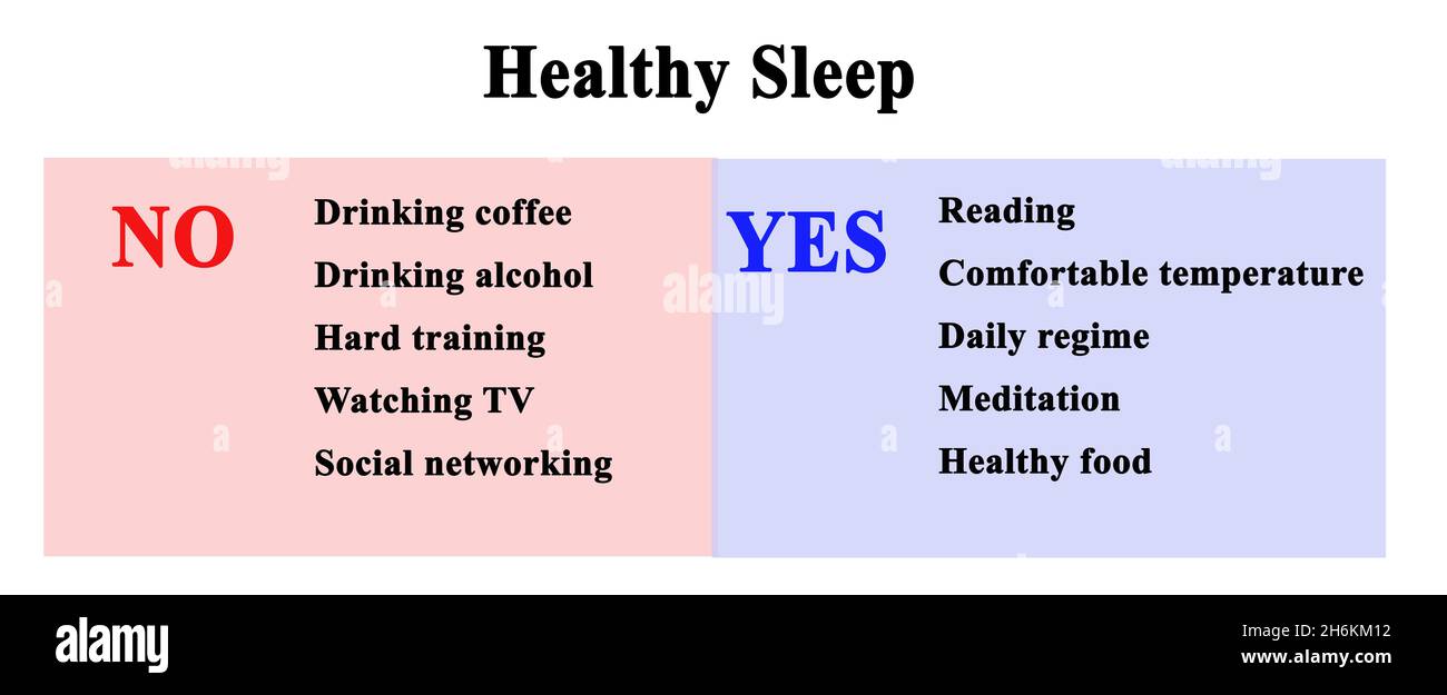 No and Yes of Healthy Sleep Stock Photo - Alamy