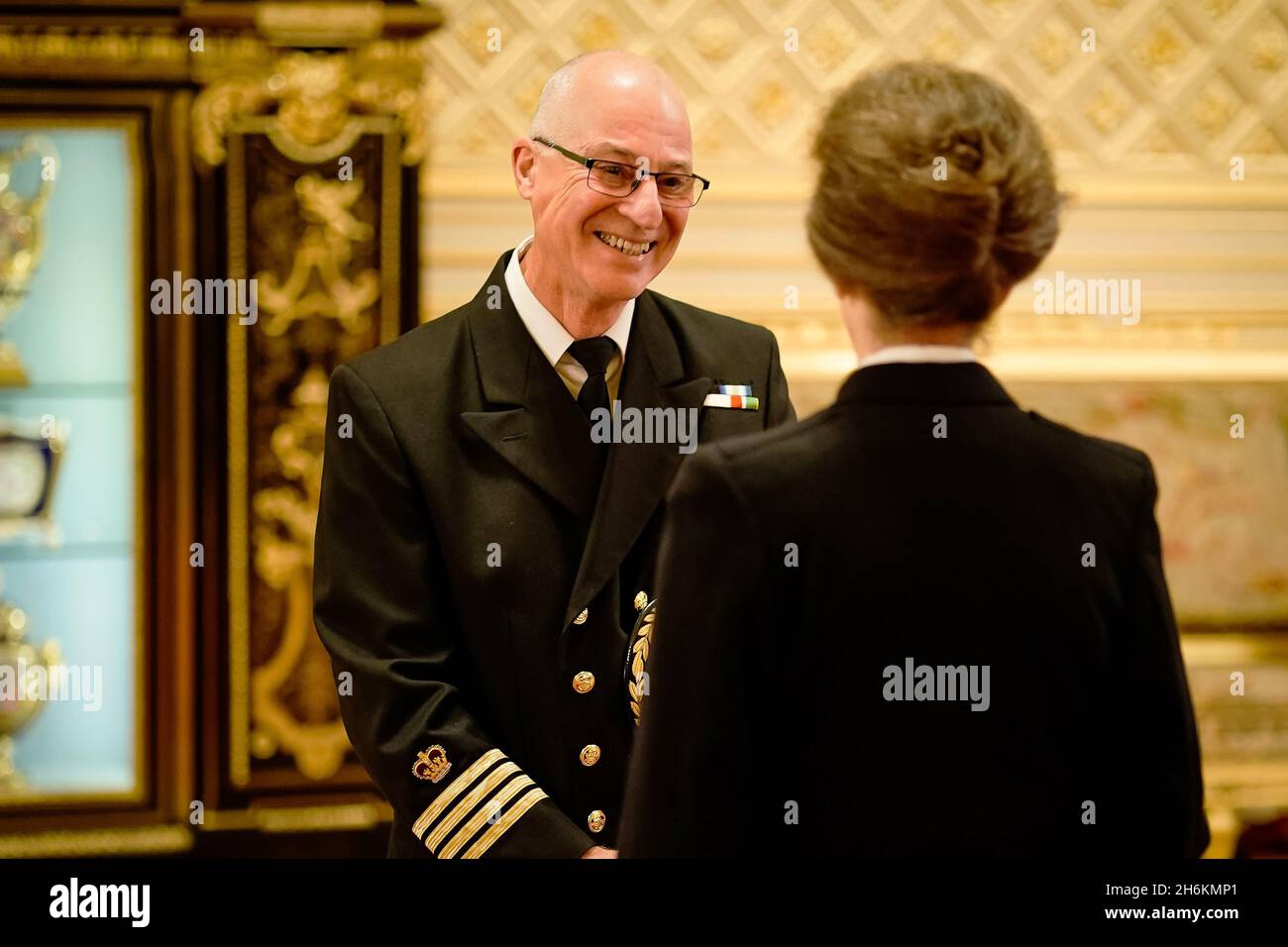 Captain John Harper receives the Polar Medal from the Princess Royal ...