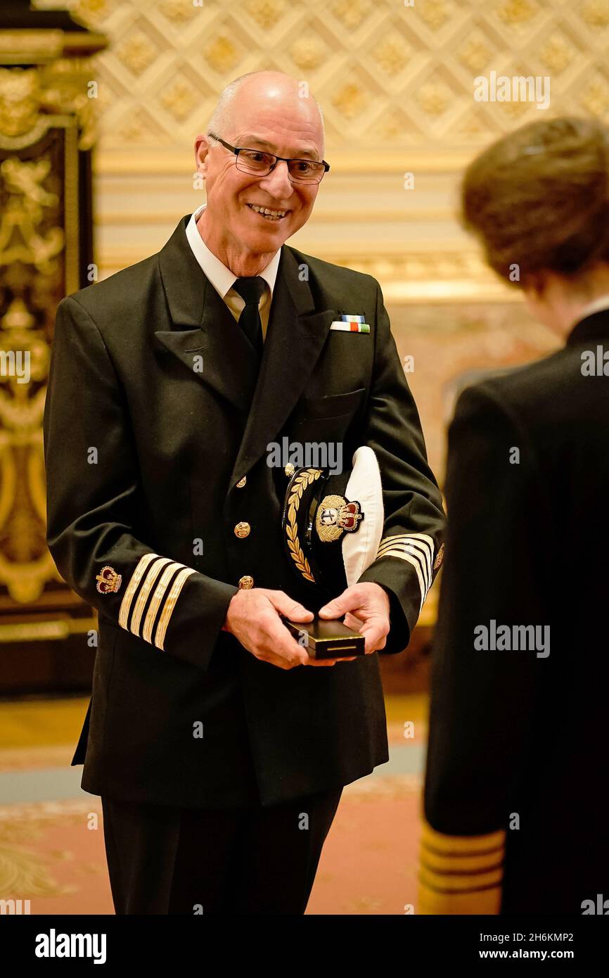 Captain John Harper receives the Polar Medal from the Princess Royal ...