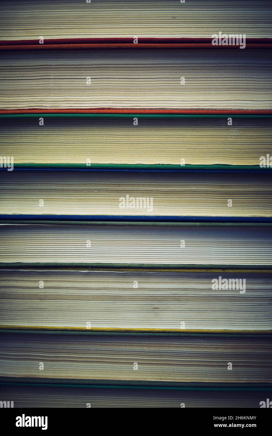 Background,stack of old books with yellowed pages Stock Photo - Alamy