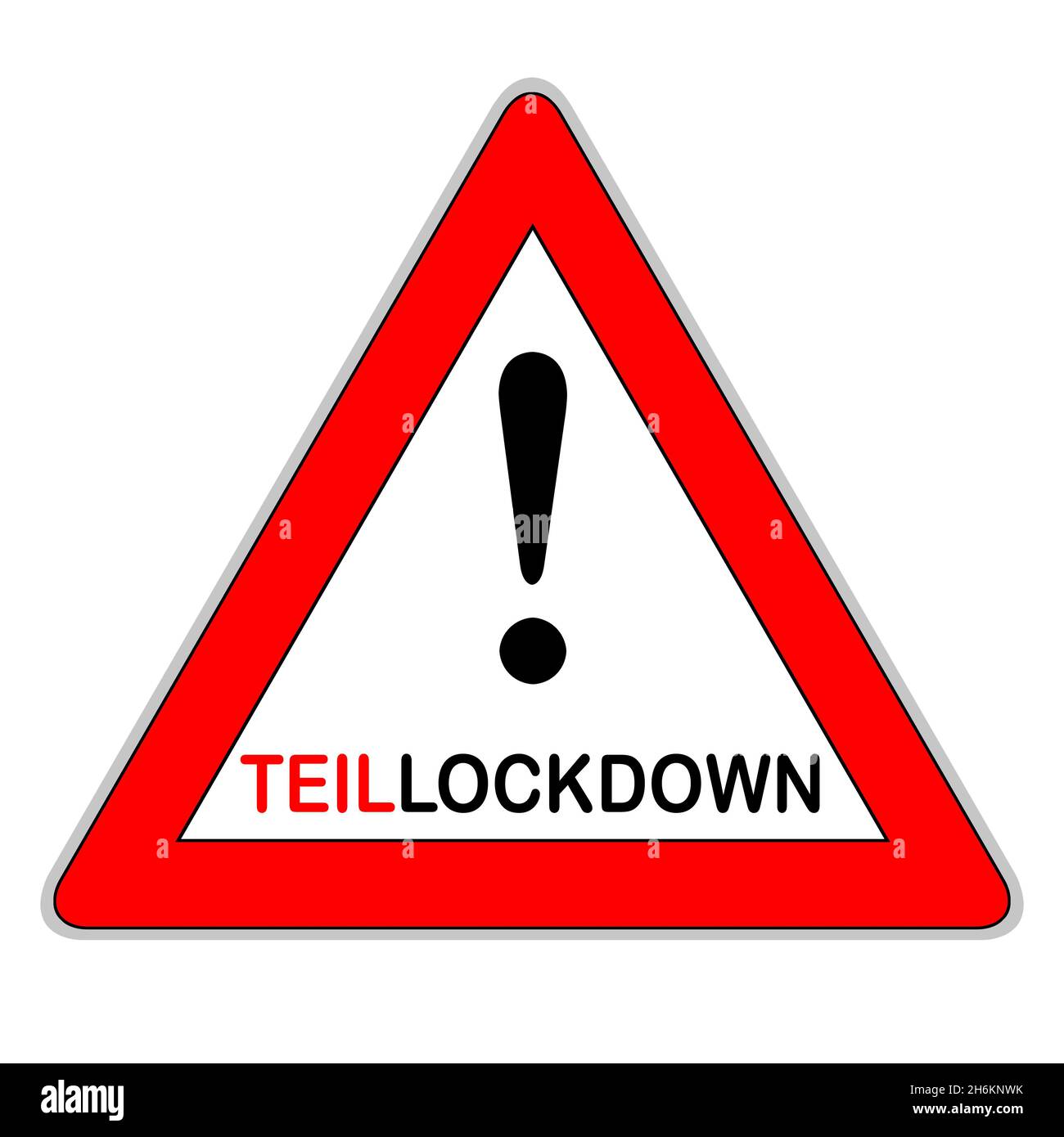 German traffic sign and Corona Partial Lockdown isolated against white ...