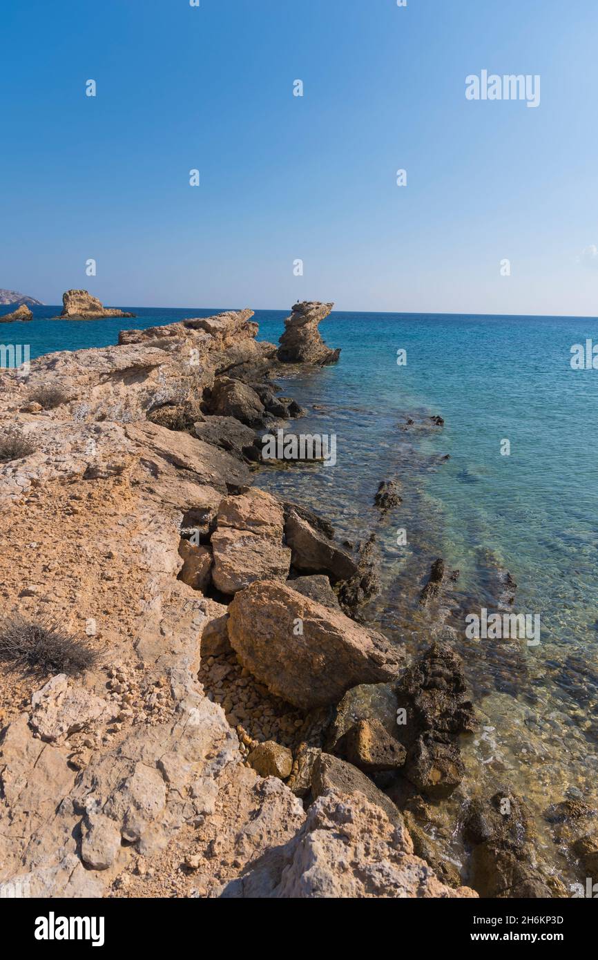 coastal landscape of the Small Cyclades and the Greek sea Stock Photo ...