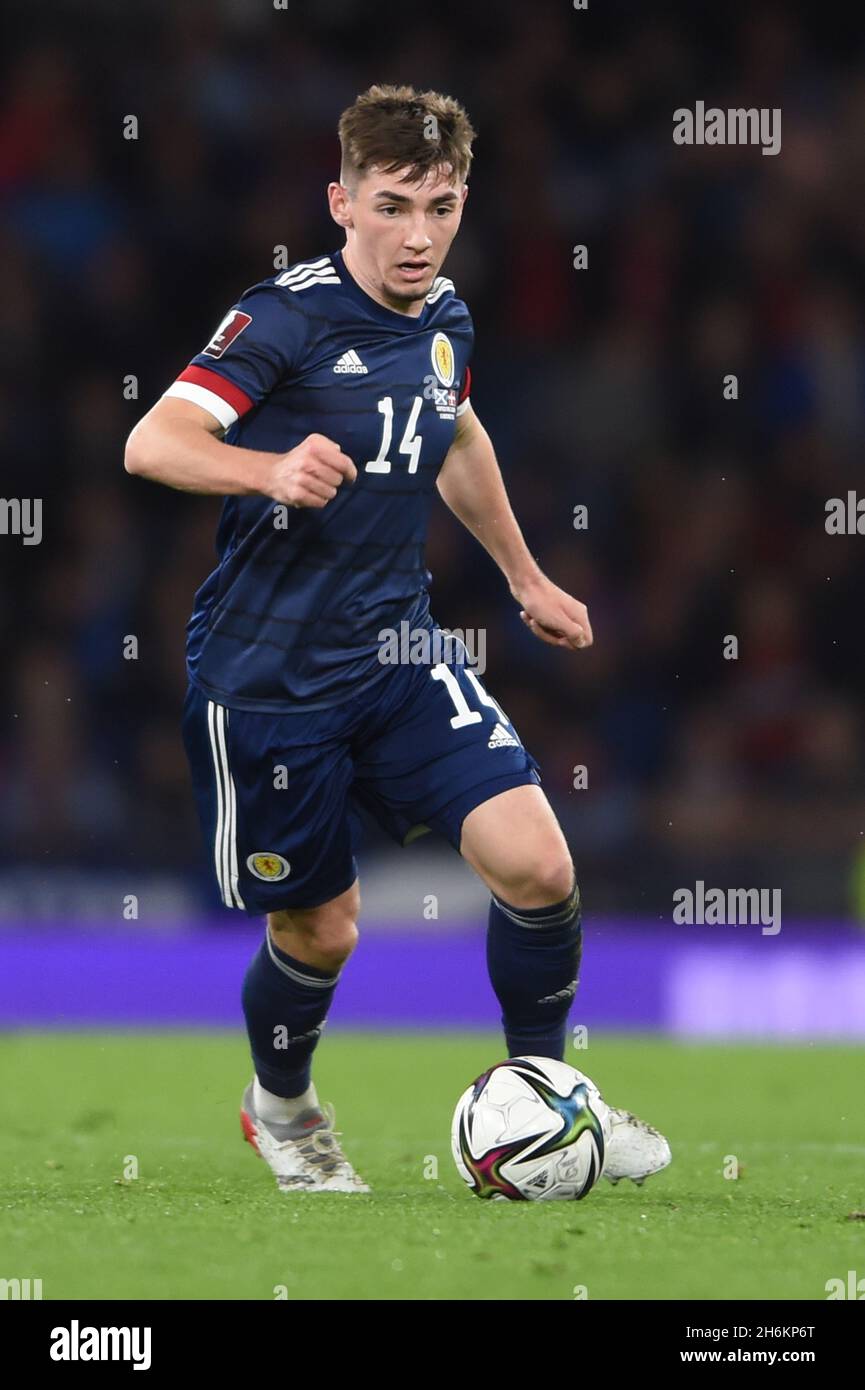Glasgow, Scotland, 15th November 2021. Billy Gilmour of Scotland during ...