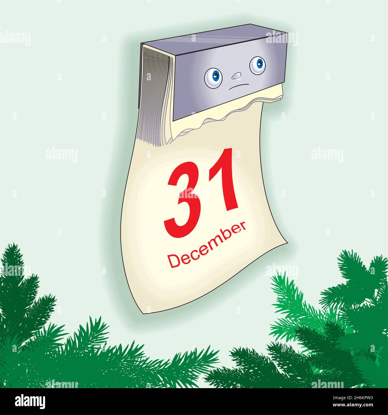 illustration of a tear off calendar with sheet December 31 Stock Vector ...