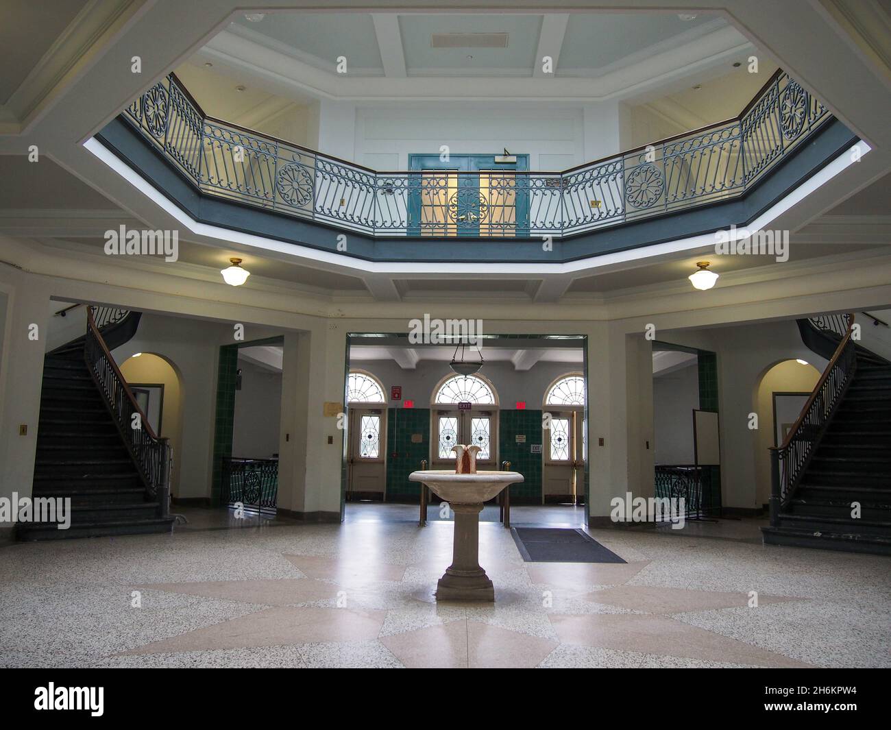 Lobby inside of main entrance to the Lincoln Baths in Saratoga Spa ...