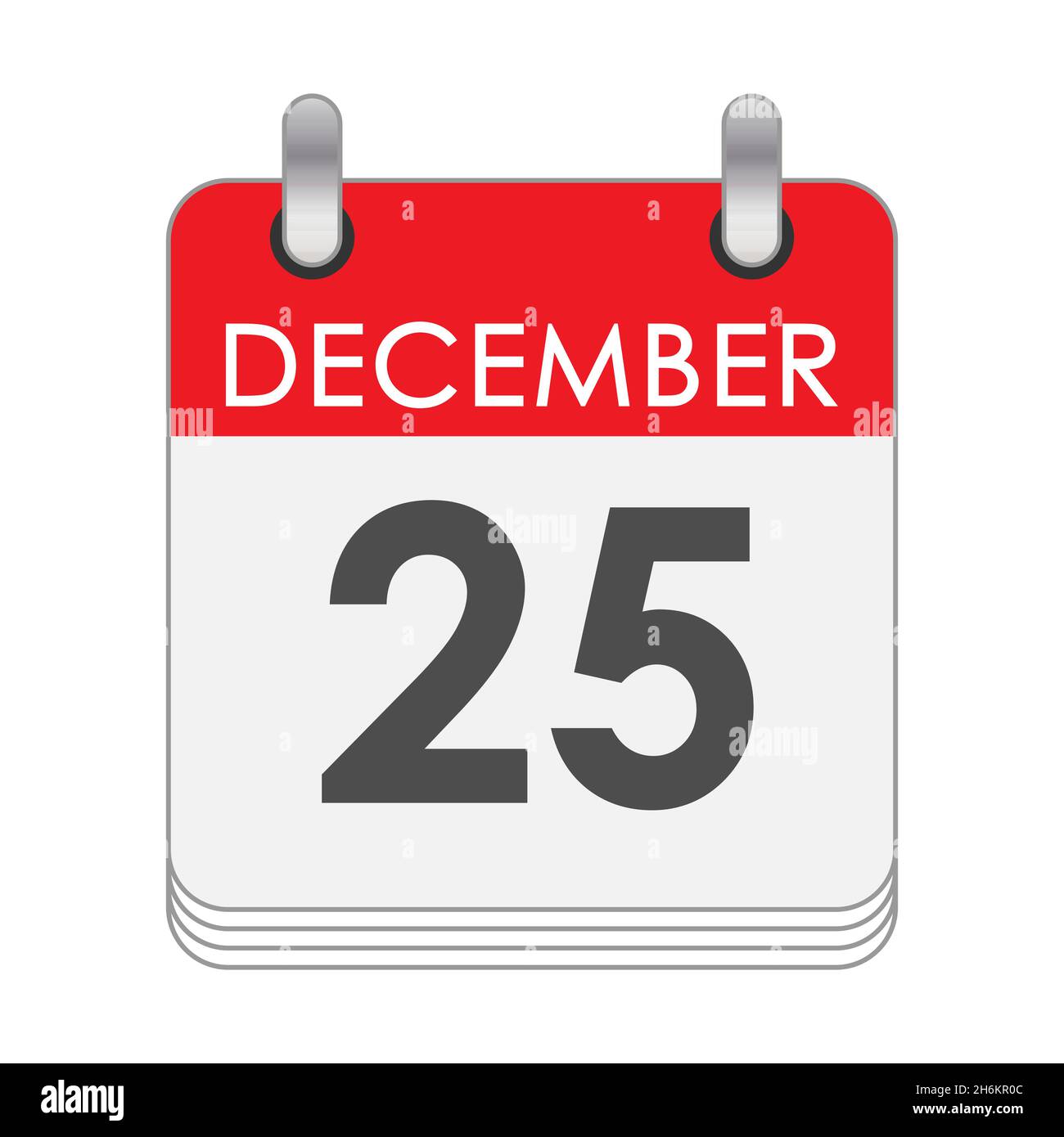 December 25. A leaf of the flip calendar with the date of December 25 ...