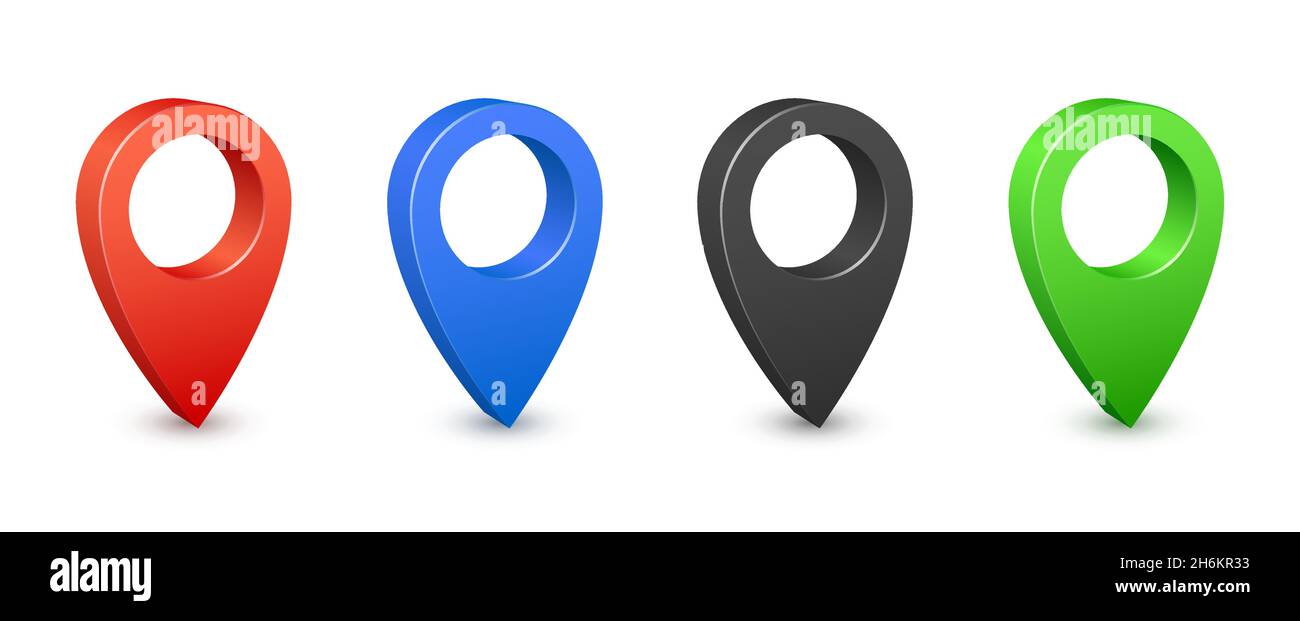 Pin map place location 3d icons. Color gps map pins. Place location and ...