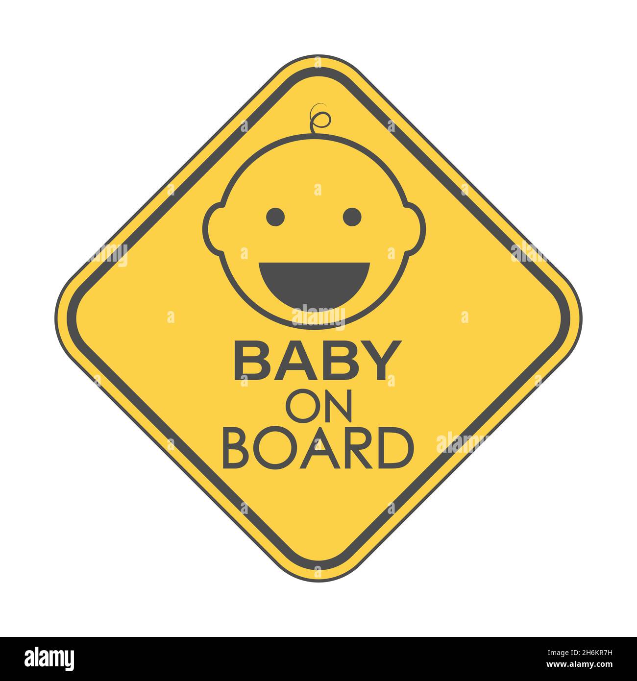 BABY ON BOARD. A square sign with a child's face and an inscription ...