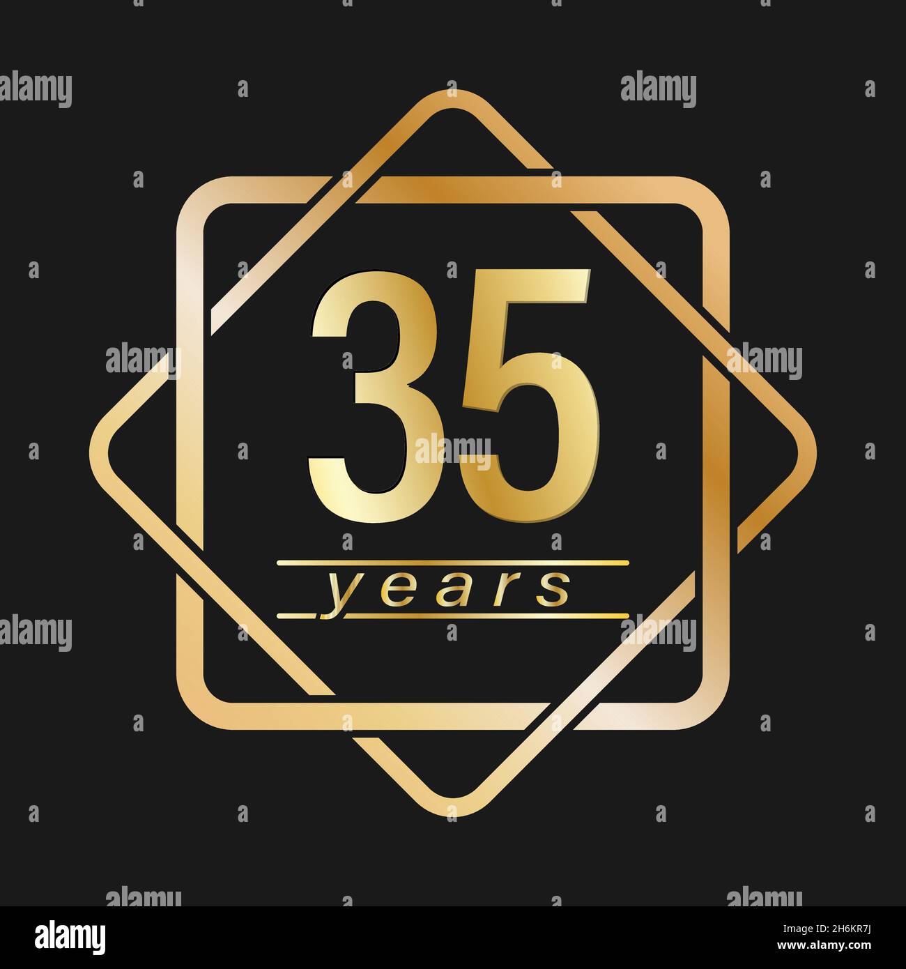 35 years. Stylized gold lettering for congratulations. Flat style Stock ...