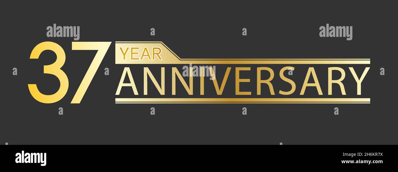 Golden congratulatory inscription 37 year anniversary. Decorative ...