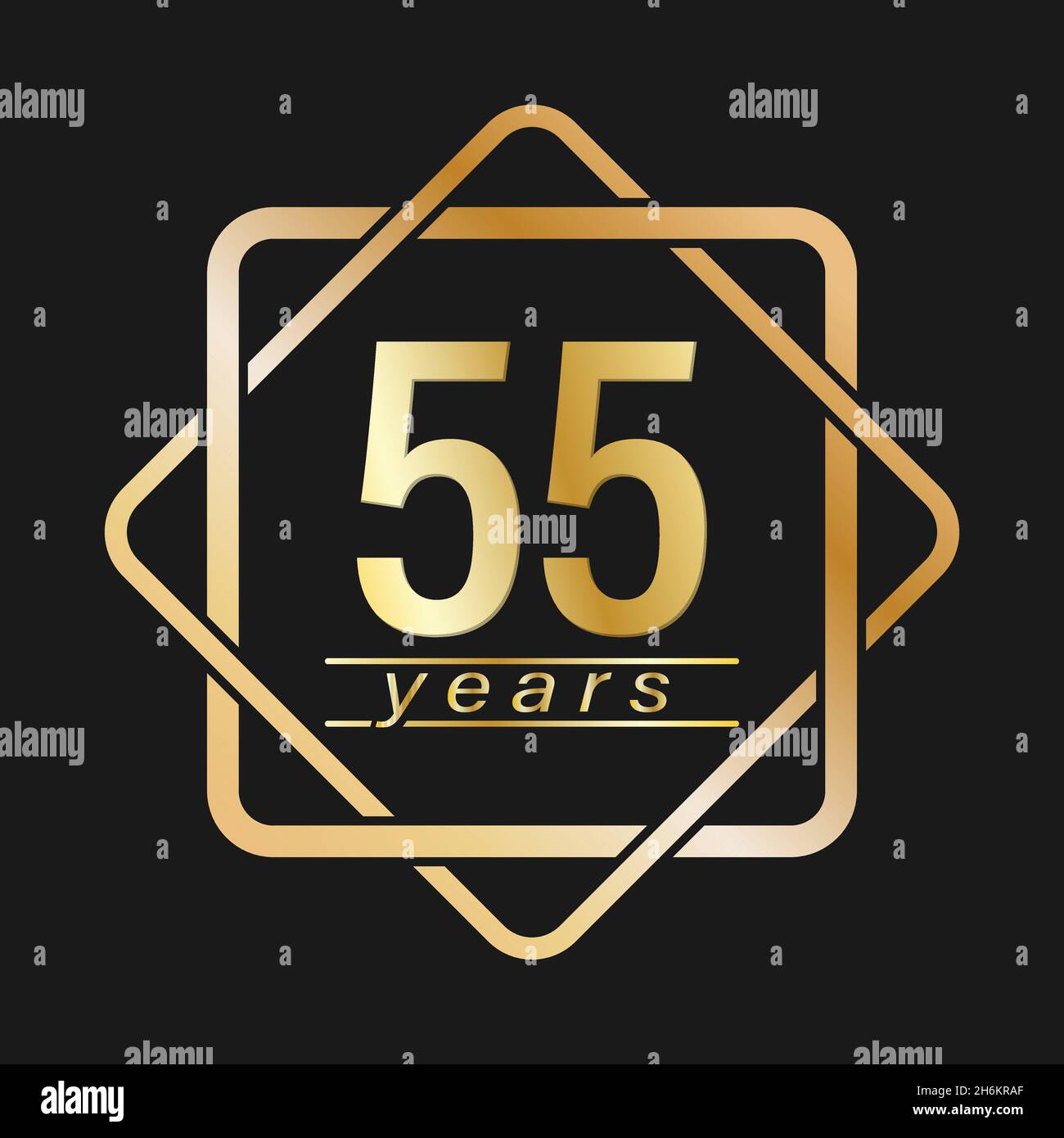 55 years. Stylized gold lettering for congratulations. Flat style Stock ...