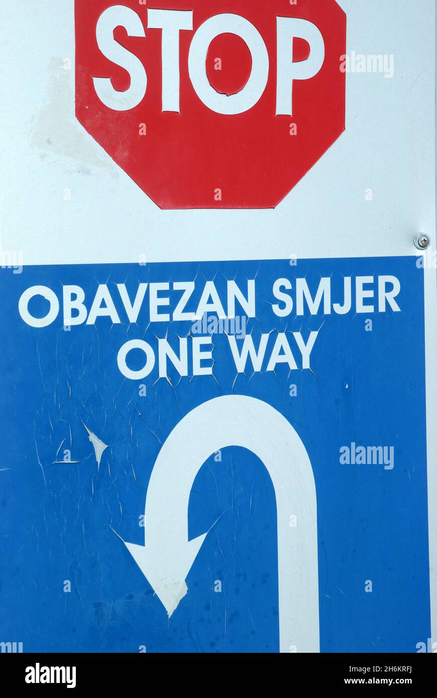 Stop Sign, One Way, Dubrovnik, Croatia Stock Photo - Alamy