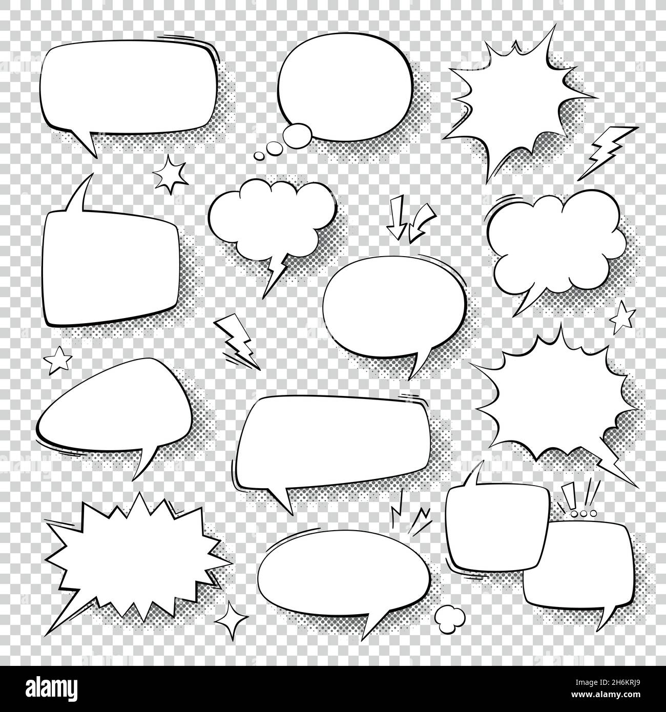 Speech bubbles. Vintage word bubbles, retro bubbly comic shapes ...