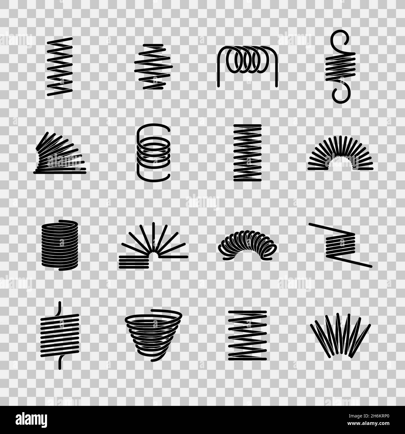 Steel spring. Spiral coil flexible steel wire springs shape. Absorbing ...