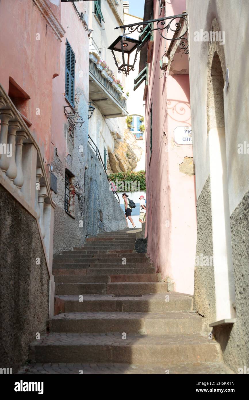 Cervo ligure, Italian roman city of the Ligurian riviera, in summer ...