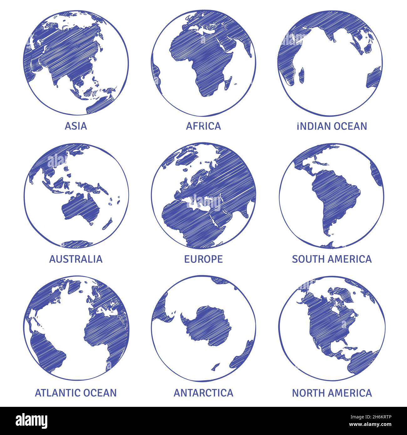 Continents and oceans map Cut Out Stock Images & Pictures - Alamy