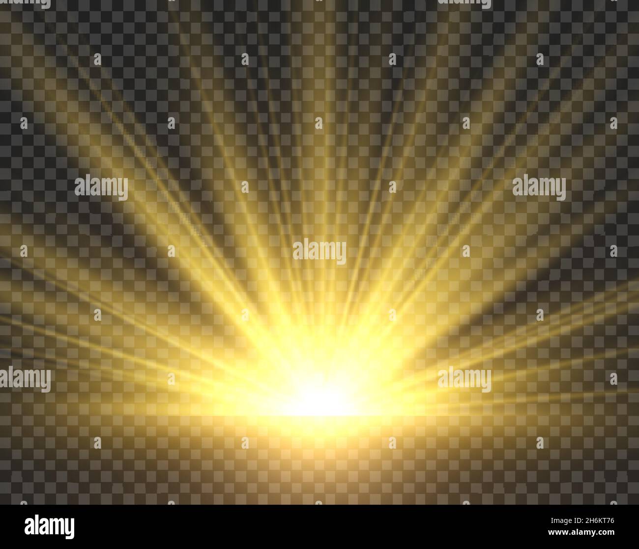 Sunlight isolated. Golden sun rays radiance. Yellow bright spotlight ...