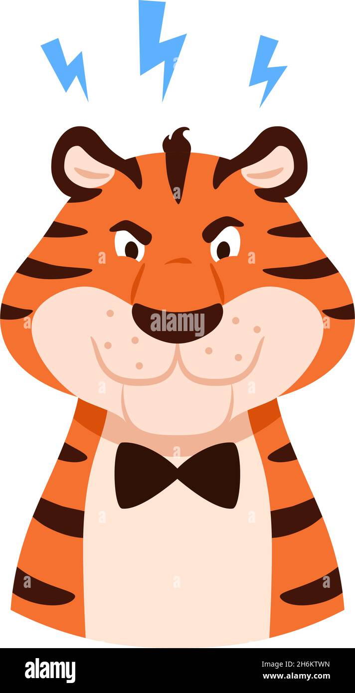 Cartoon angry tiger portrait isolated on white Stock Vector Image & Art ...