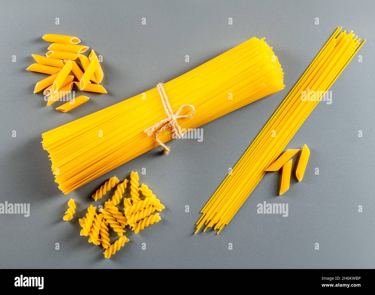 Top view of raw italian pasta, shot camera top view Stock Photo - Alamy