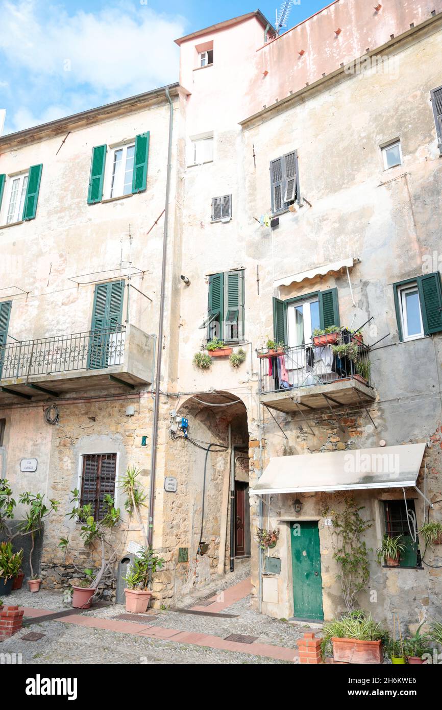 Cervo ligure, Italian roman city of the Ligurian riviera, in summer ...