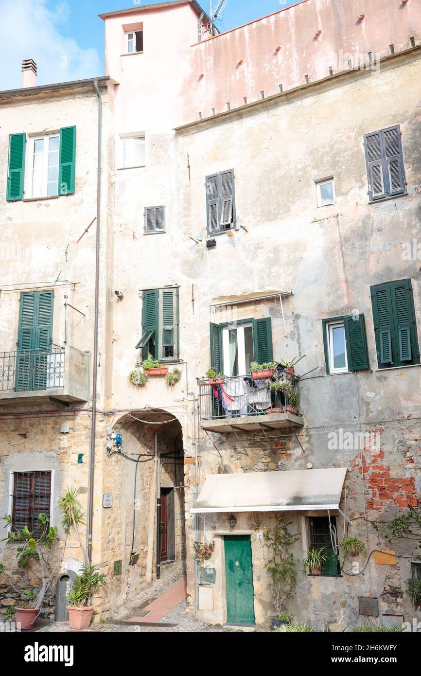 Cervo ligure, Italian roman city of the Ligurian riviera, in summer ...