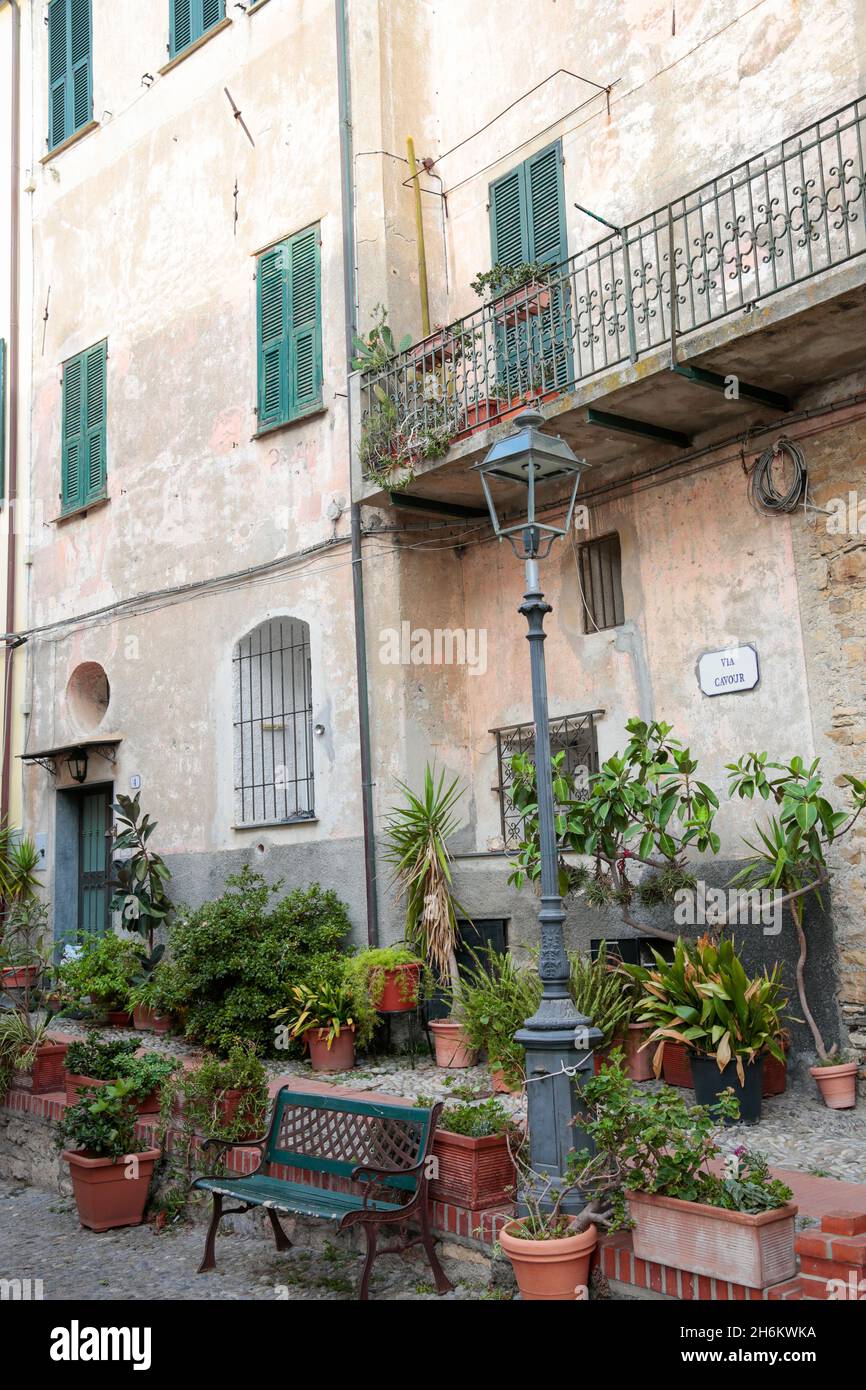 Cervo ligure, Italian roman city of the Ligurian riviera, in summer ...