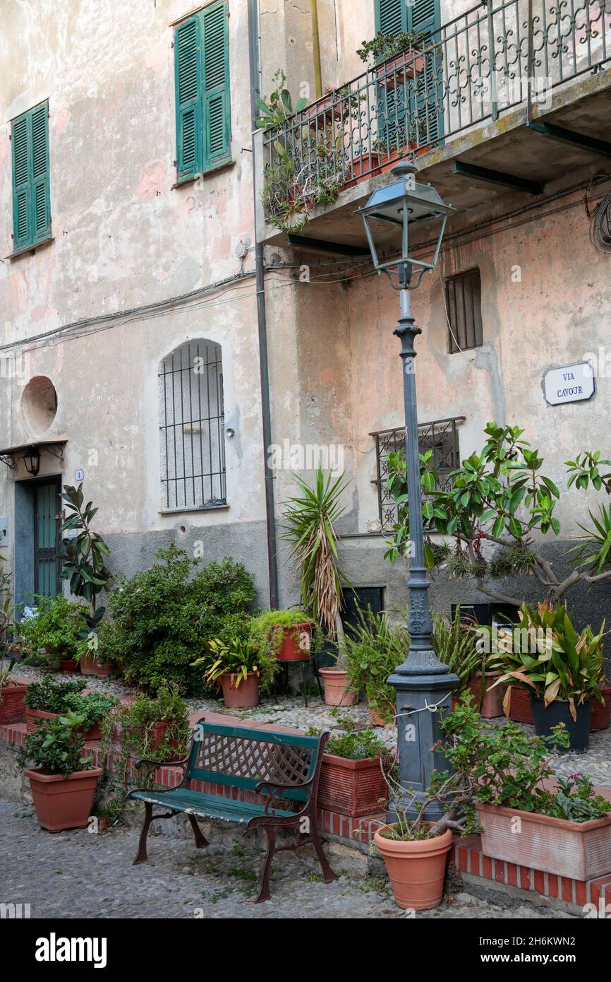 Cervo ligure, Italian roman city of the Ligurian riviera, in summer ...